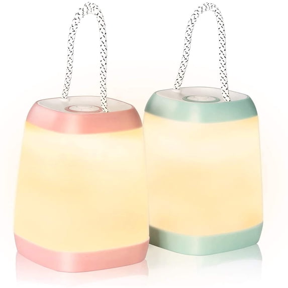 2 Pack Small Portable LED Night Light, Cordless Battery Powered, Eye ...