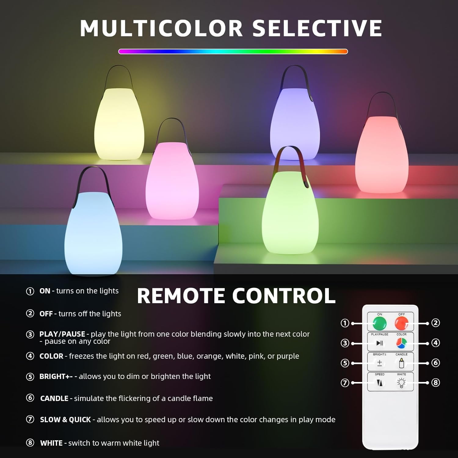 2 Pack Portable Outdoor Table Lamp - Dimmable Rechargeable Night Lights ...