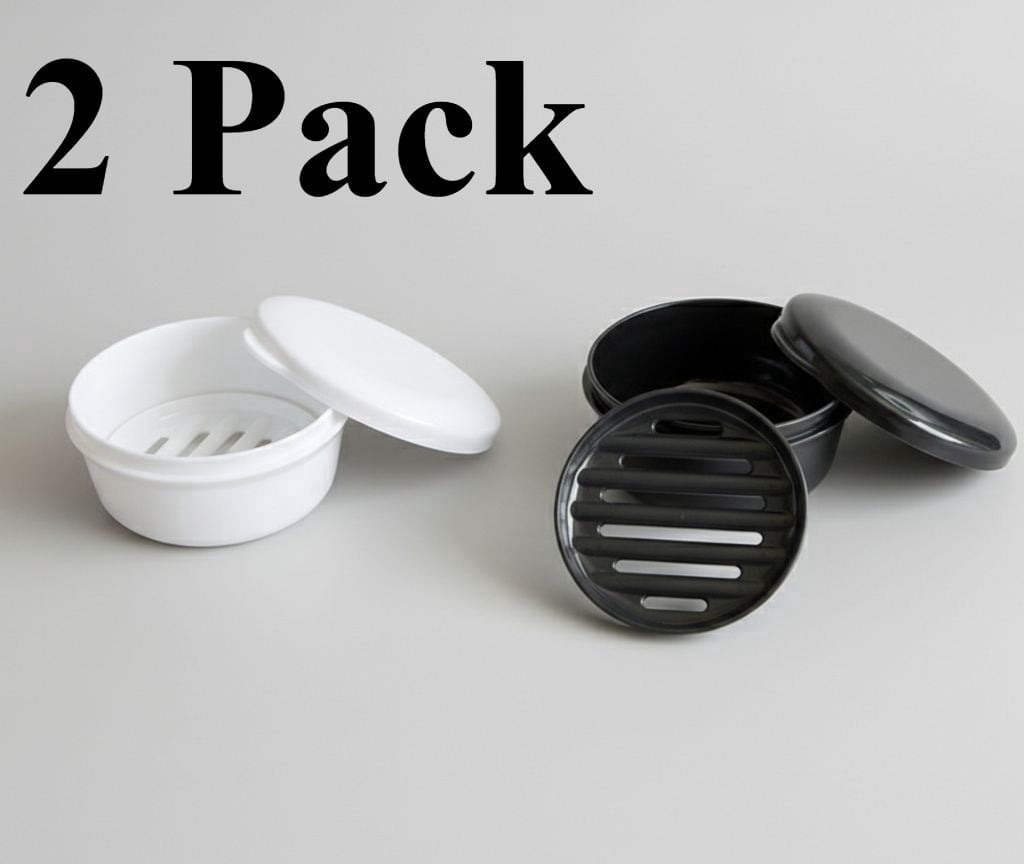 2 Pack Portable Round Soap Dishes, Plastic Soap Container with Lid Leak ...