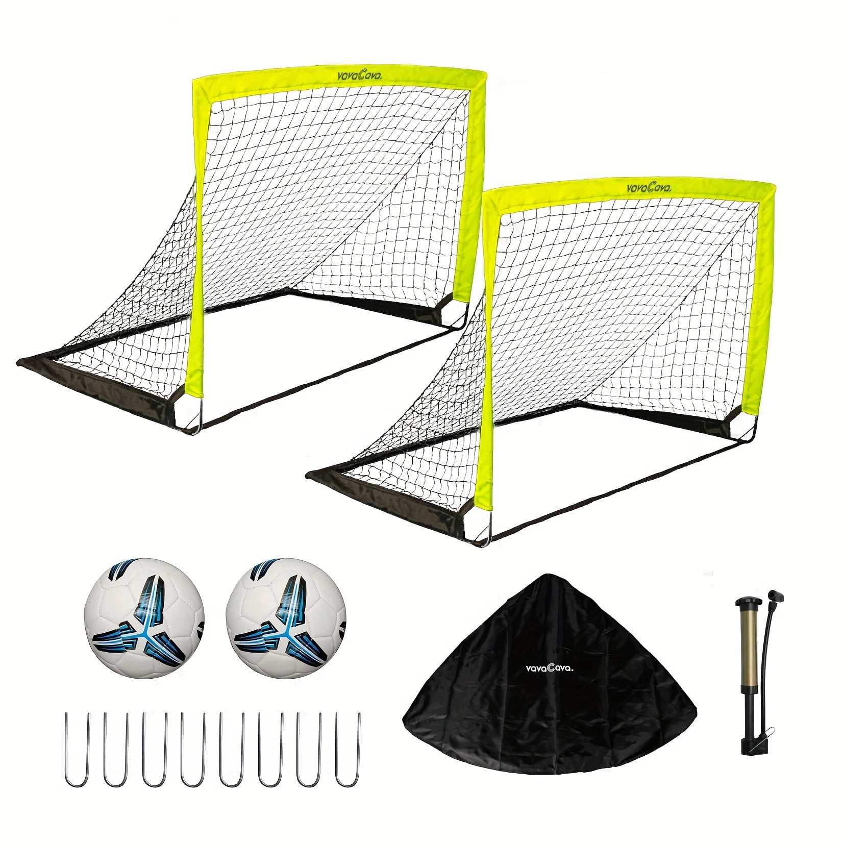 2-Pack Portable Soccer Goals - 4'x3' Pop-Up Design - Includes 2 Nets, 2 ...