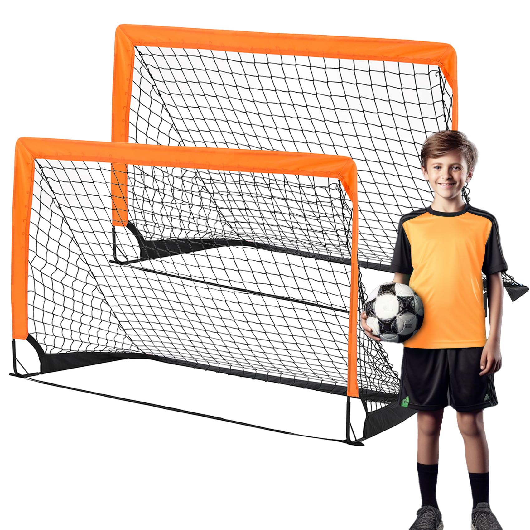 2-Pack Portable Soccer Goals for Backyard - Pop Up Folding Soccer Goal ...