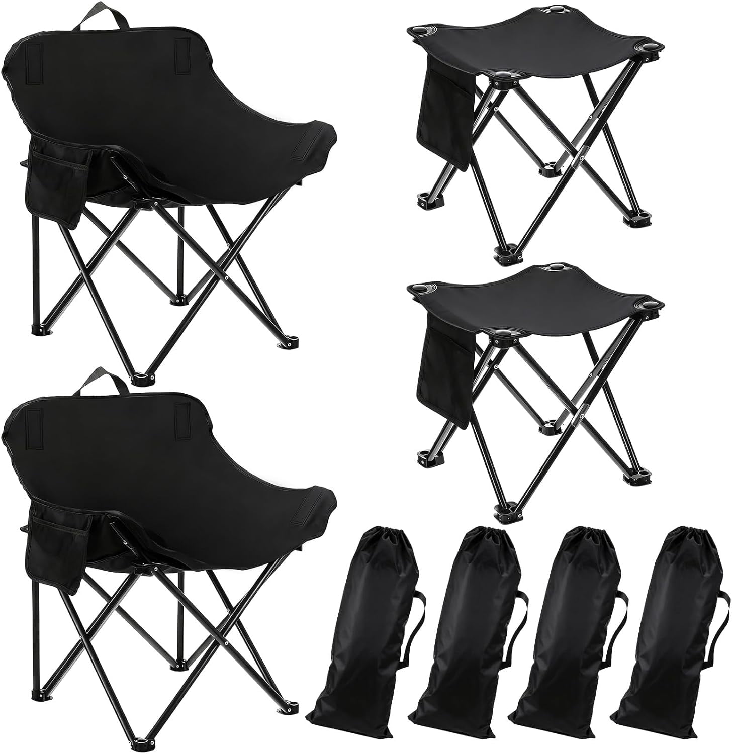 2 Pack Portable Ultralight Folding Camping Chair and 2 Pack Folding ...