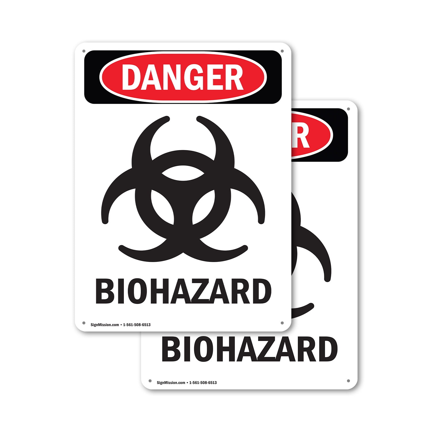 (2 Pack) Portrait Biohazard OSHA Danger Sign 7 Inch X 10 Inch Plastic ...