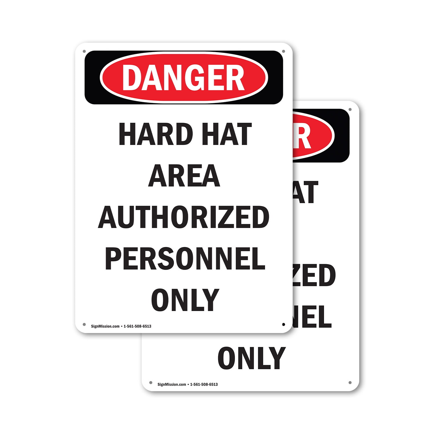 (2 Pack) Portrait Hard Hat Area Authorized Personnel Only OSHA Danger ...