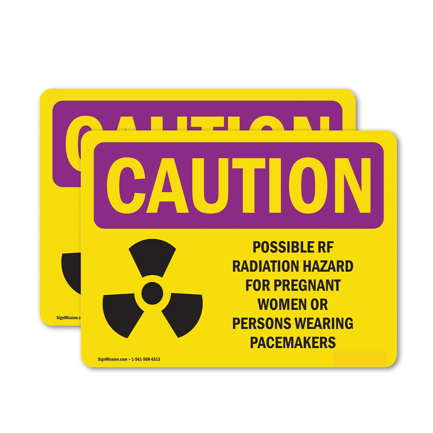 (2 Pack) Possible RF Radiation Hazard With Symbol OSHA Caution ...