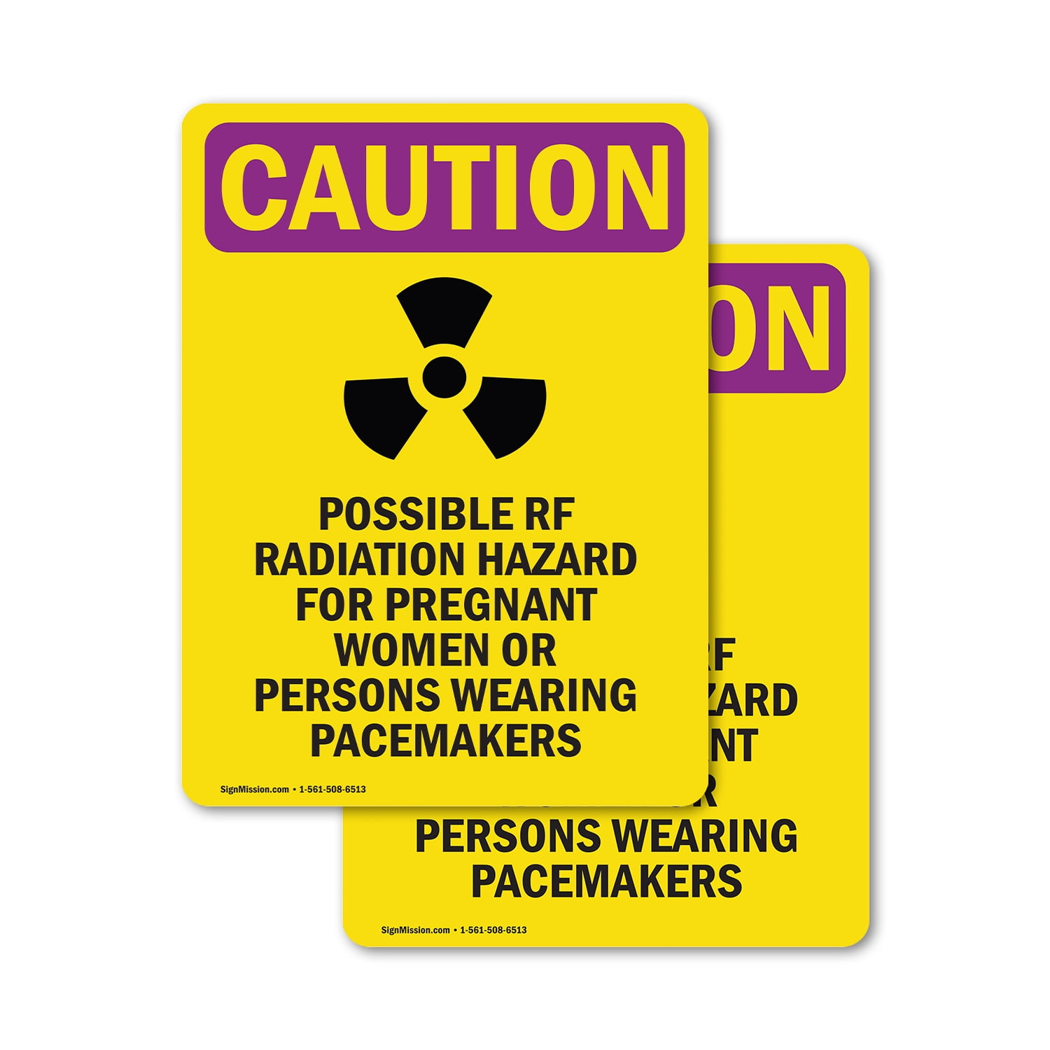 (2 Pack) Possible RF Radiation With Symbol OSHA Caution Radiation Sign ...
