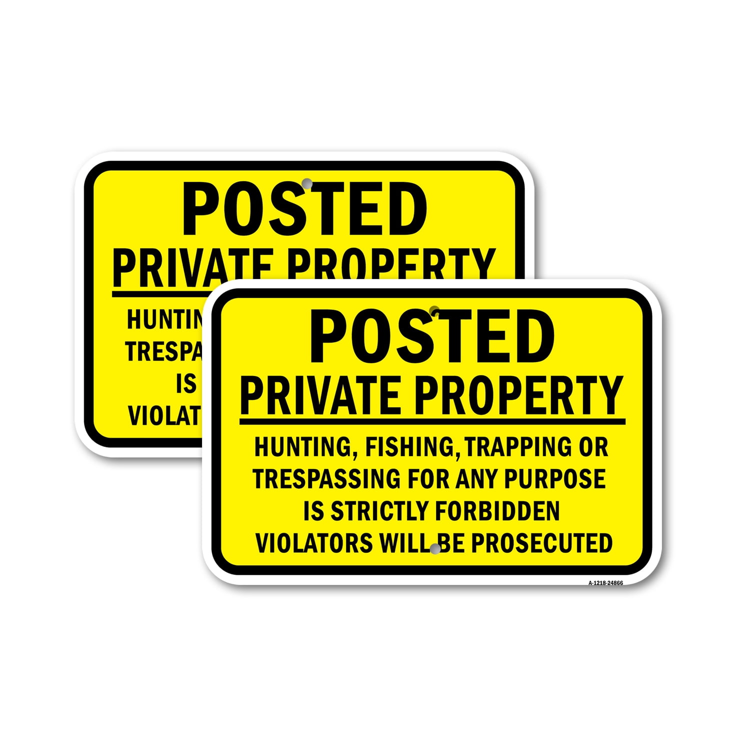 (2 Pack) Posted Hunting Fishing Trapping Forbidden Violator | 12" X 18 ...