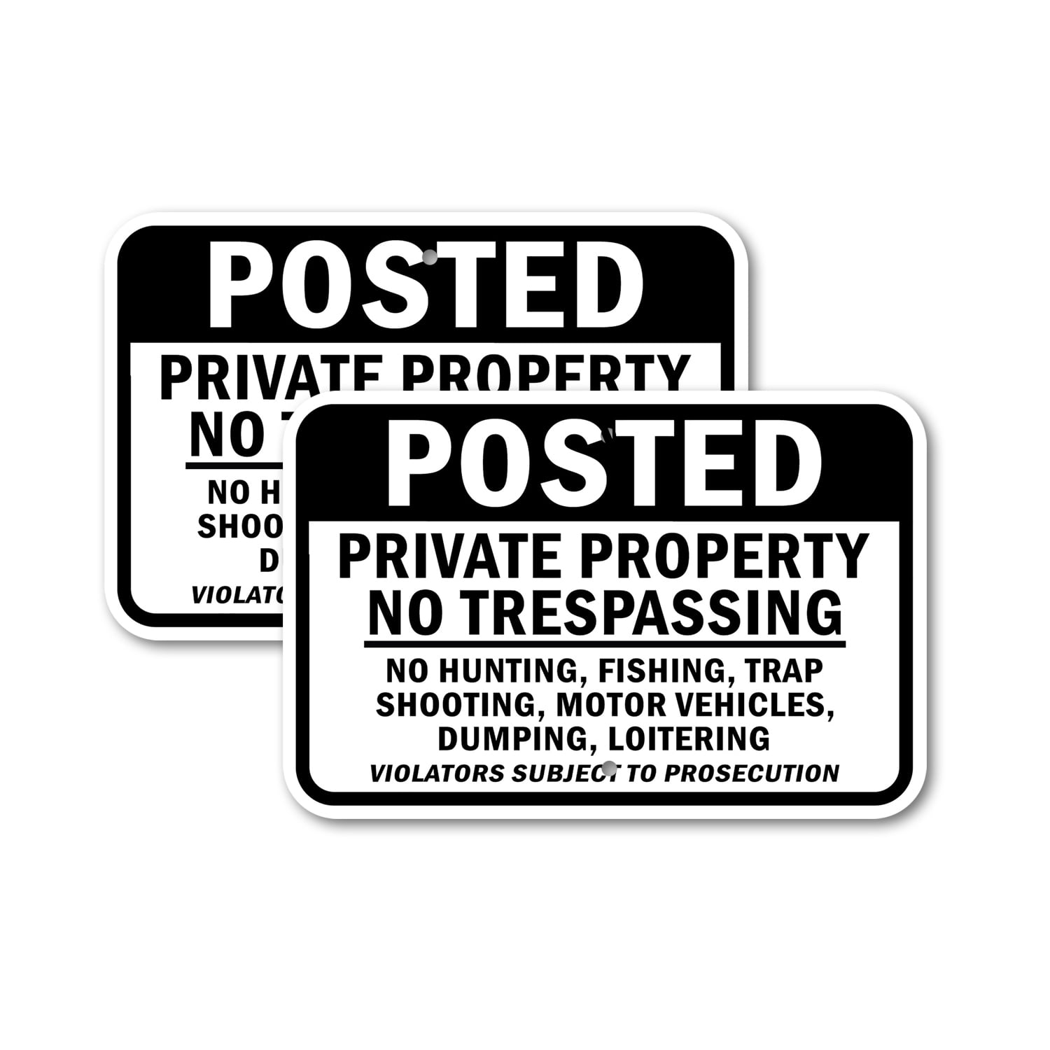 (2 Pack) Posted Private Property No Trespassing No Hunting, Fishing ...