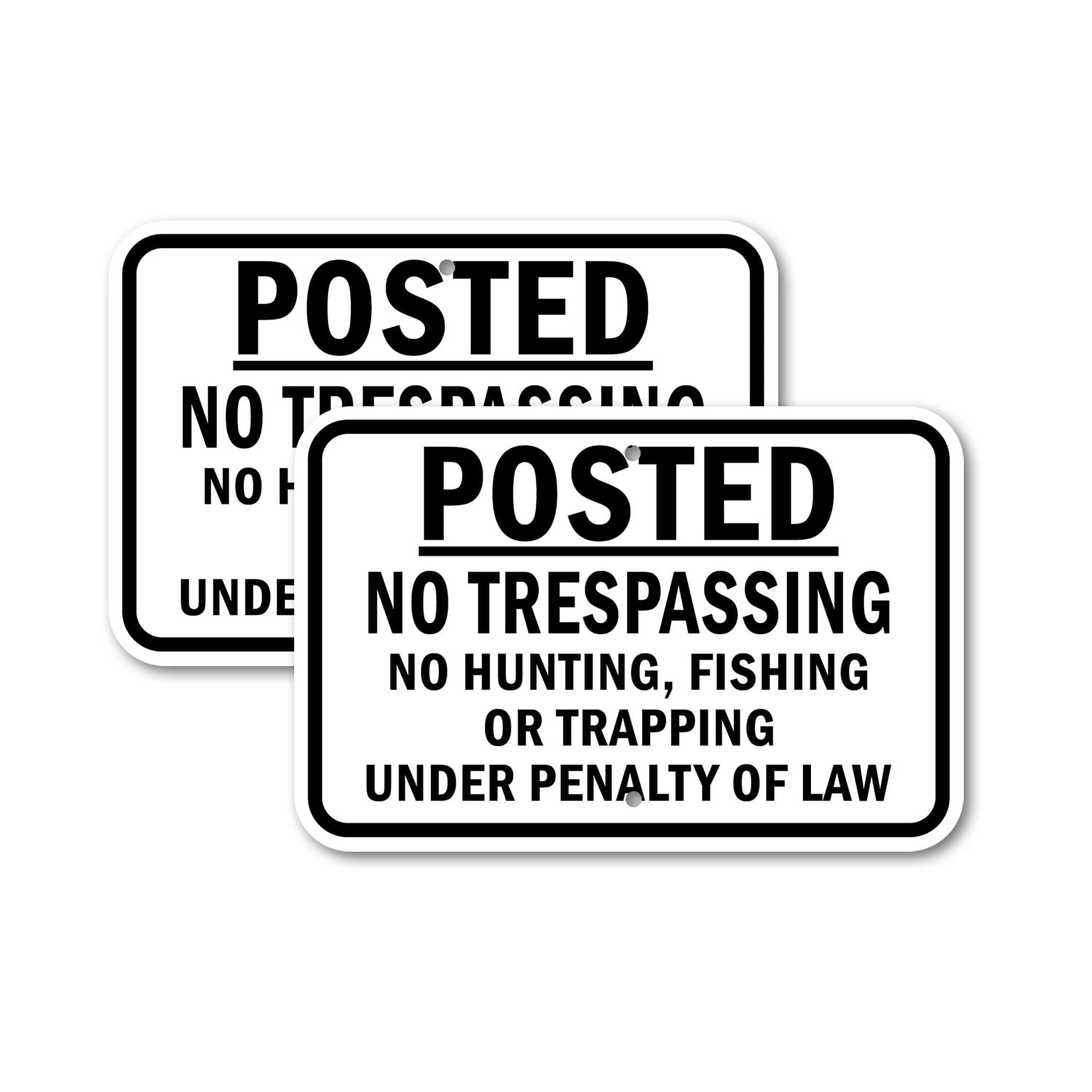 (2 Pack) Posted Private Property No Trespassing No Hunting Fishing Trap ...