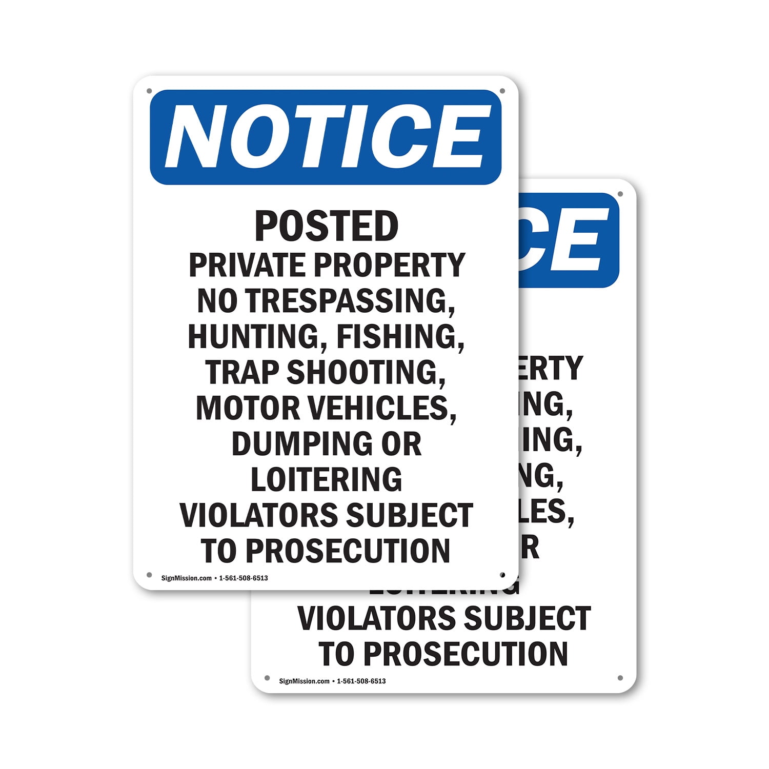 (2 Pack) Posted Private Property No Trespassing OSHA Notice Sign 7 Inch ...