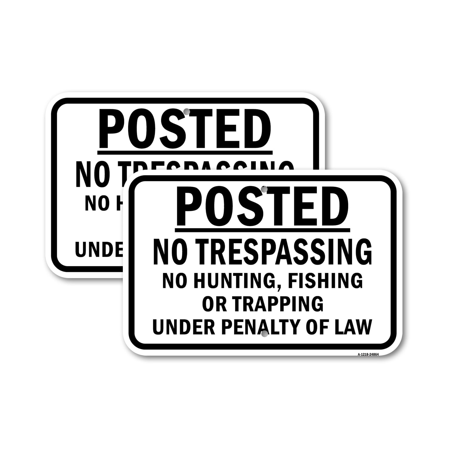 (2 Pack) Posted No Trespass No Hunting Fishing Or Trapping | 12" X 18 ...