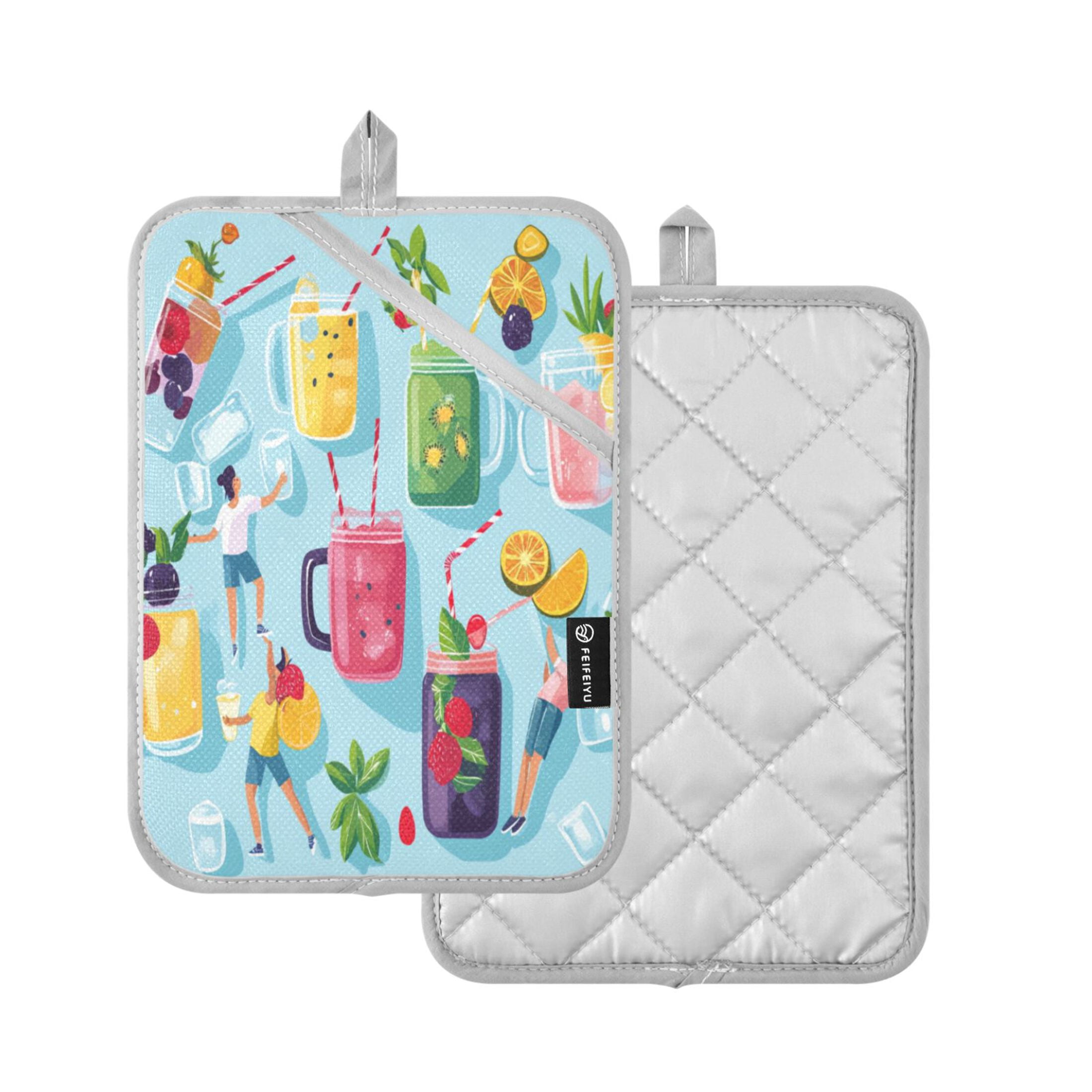 2-Pack Pot Holders Heat Resistant Kitchen Oven Mitts 7x9.8in for Oven ...