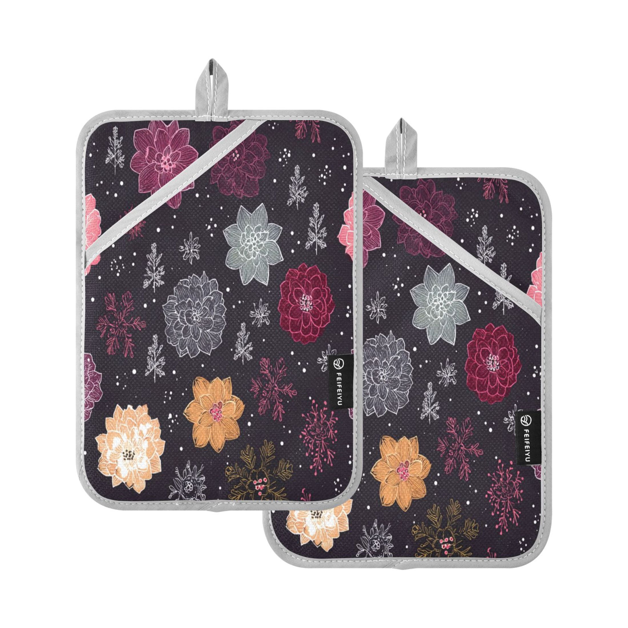 2 Pack Pot Holders for Kitchen Heat Resistant Hot Pads Sets for Cooking ...