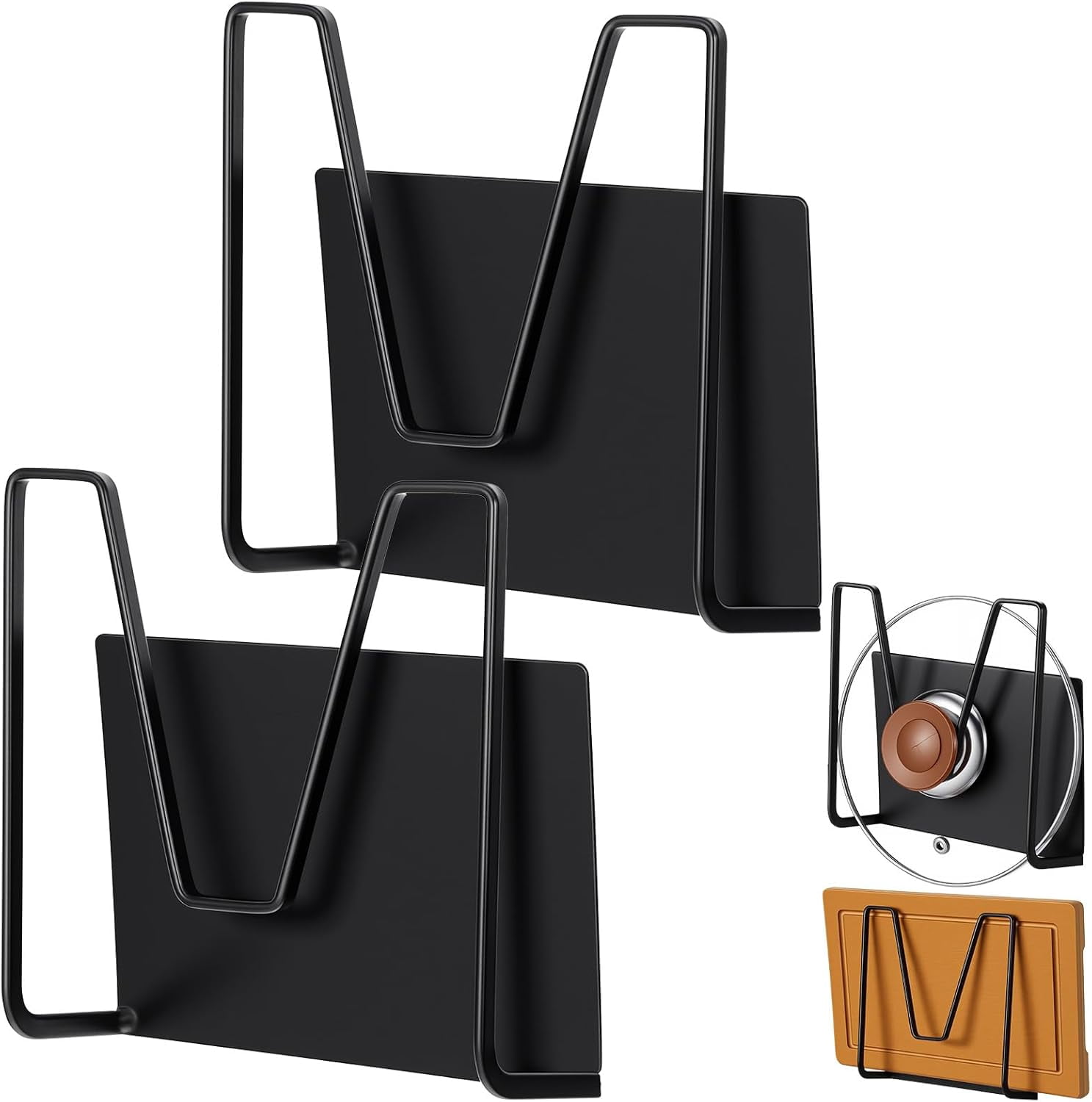 2 Pack Pot Lid Holder for Refrigerator, Magnetic Pot Lid Organizer ...