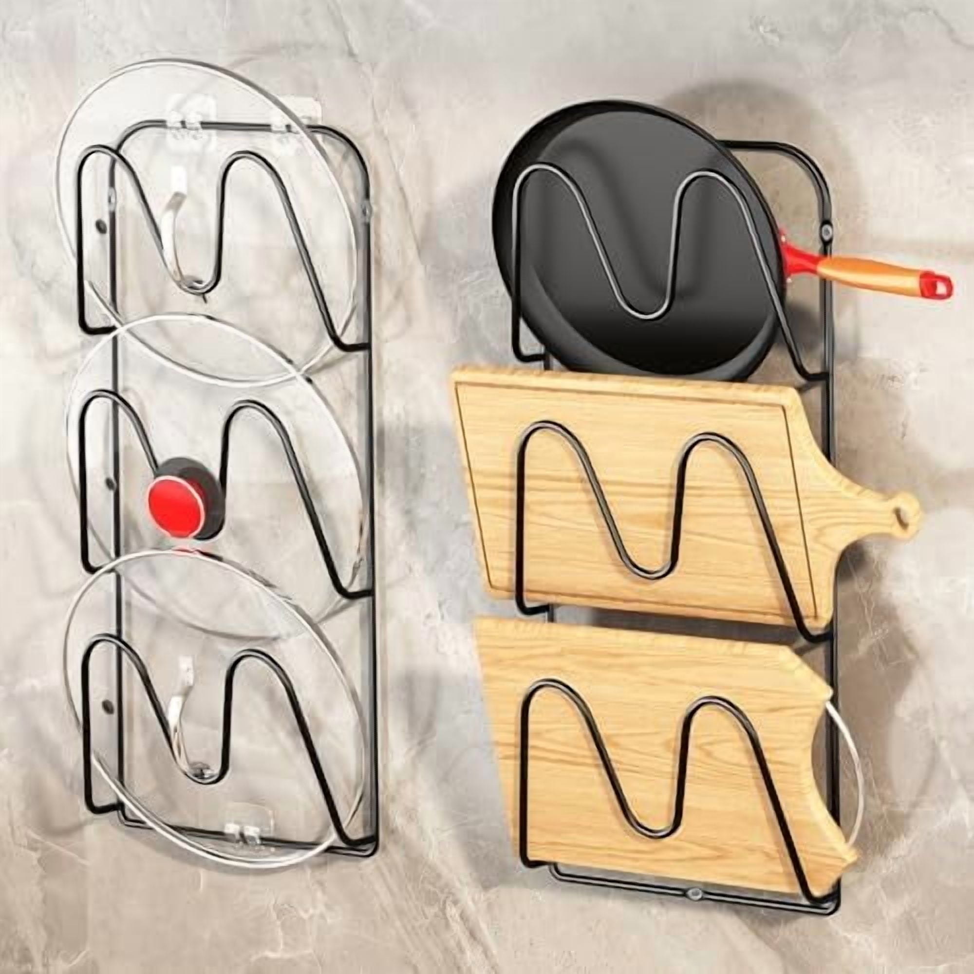 2 Pack Pot-Lid-Organizer, 6-Tier Pots and Pans Lid Organizer Under ...