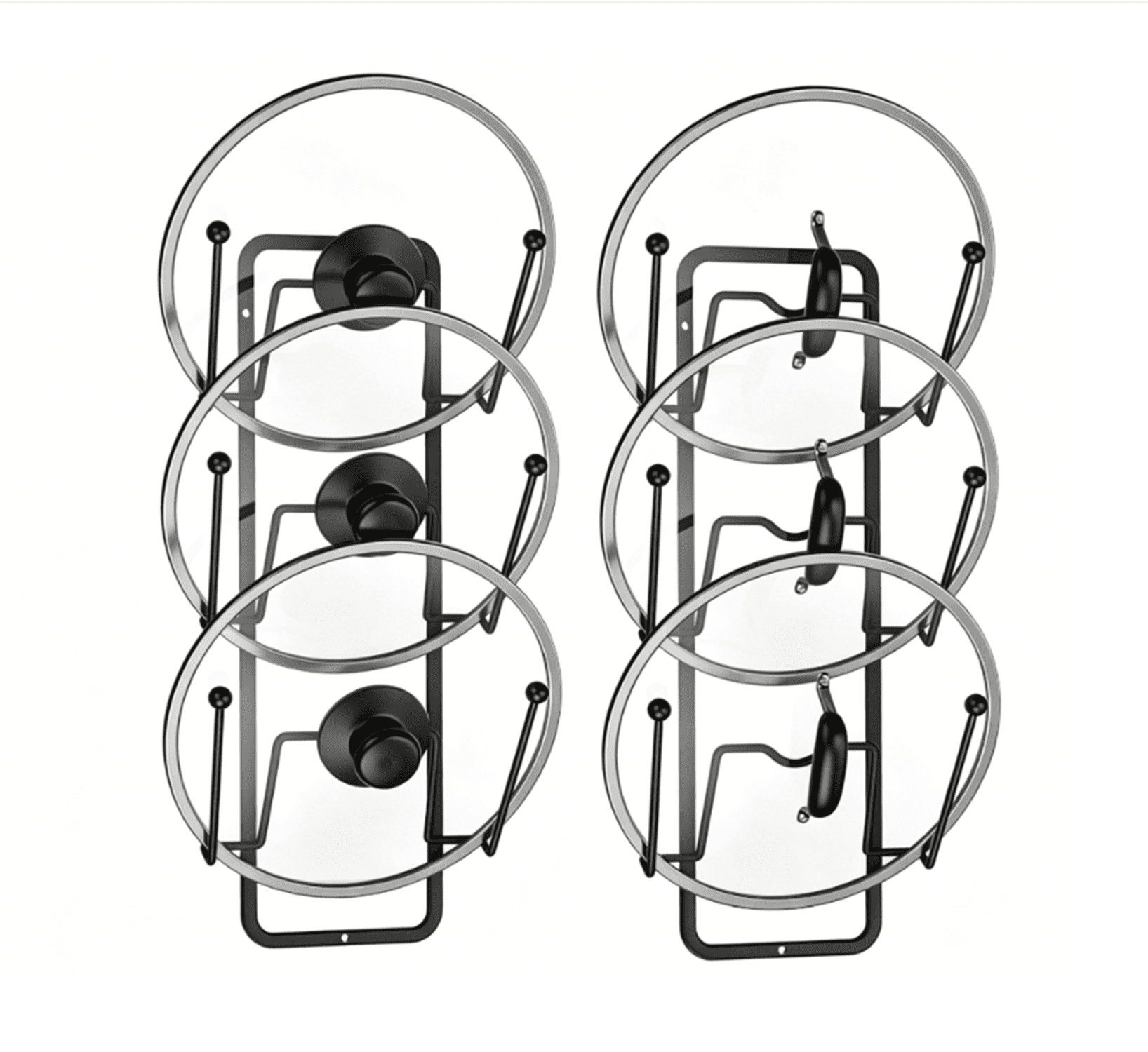 2 Pack Pot Lid Organizer for Cabinet, Wall Mount Pot Lid Holder Rack ...