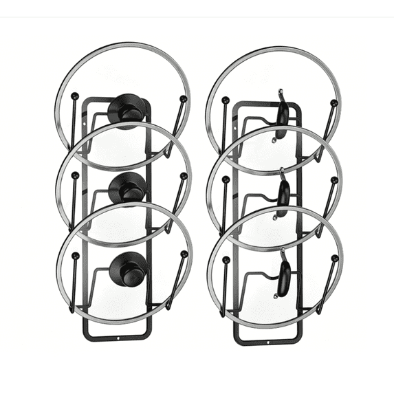 2 Pack Pot Lid Organizer for Cabinet, Wall Mount Pot Lid Holder Rack ...