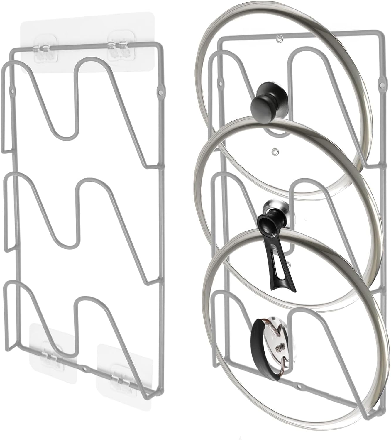 2 Pack Pot Lid Organizer Rack, 6-Tier Rustproof Pot Lids Holder for ...