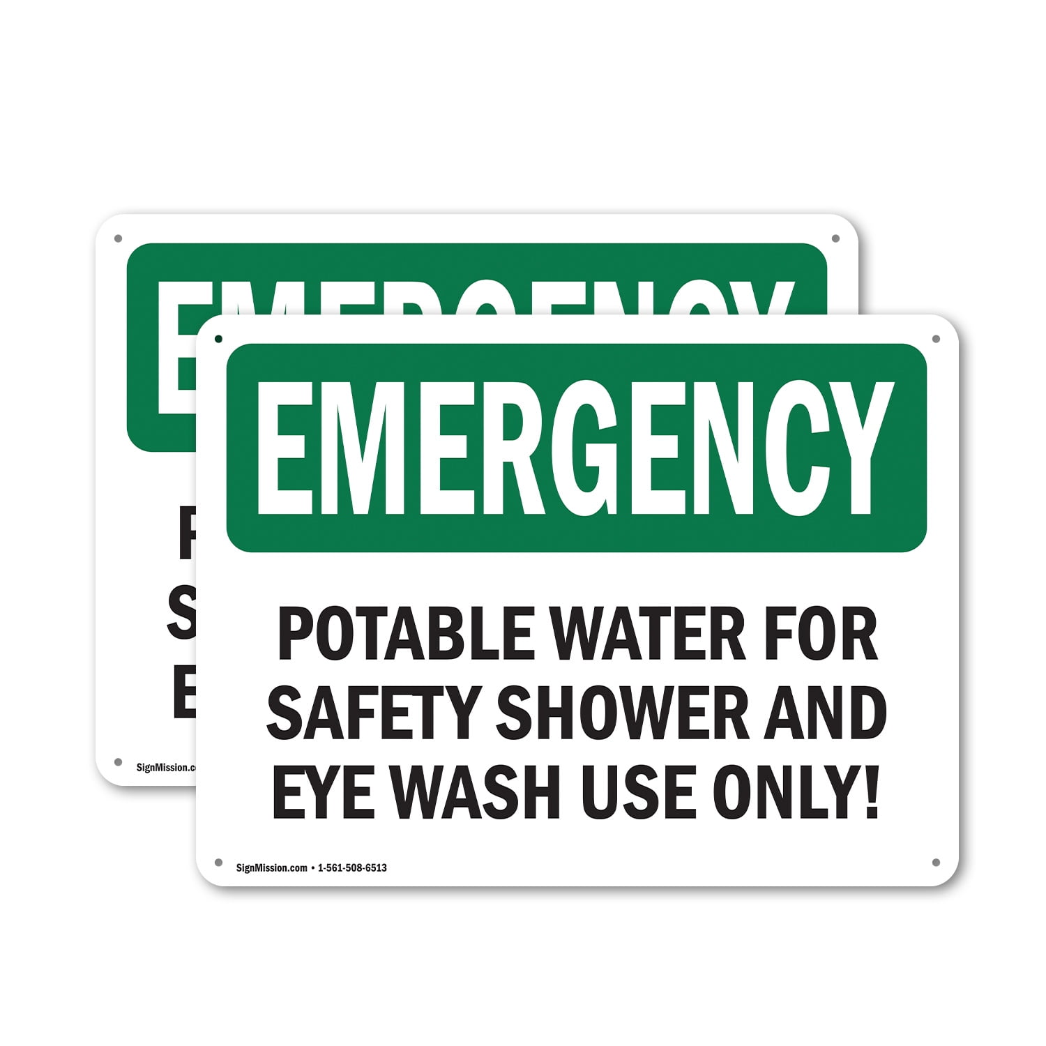 (2 Pack) Potable Water For Safety Shower And Eye OSHA Emergency Sign 14 ...