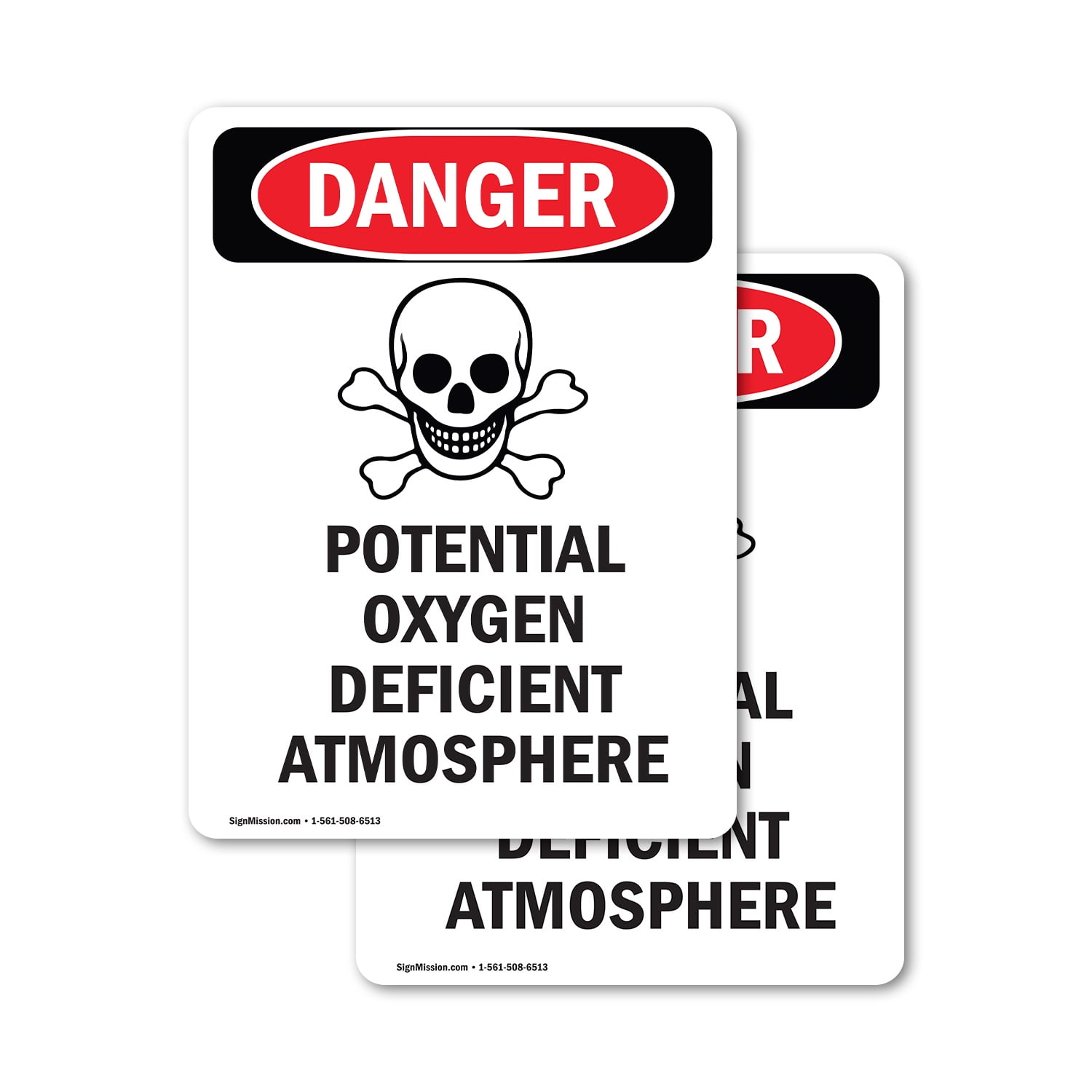 (2 Pack) Potential Oxygen Deficient OSHA Danger Sign 5 Inch X 3.5 Inch ...