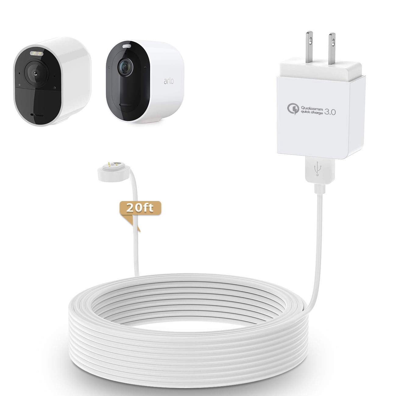 2 Pack Power Adapter and 20ft/6m Cable for Arlo Ultra&Ultra 2/Arlo Pro ...