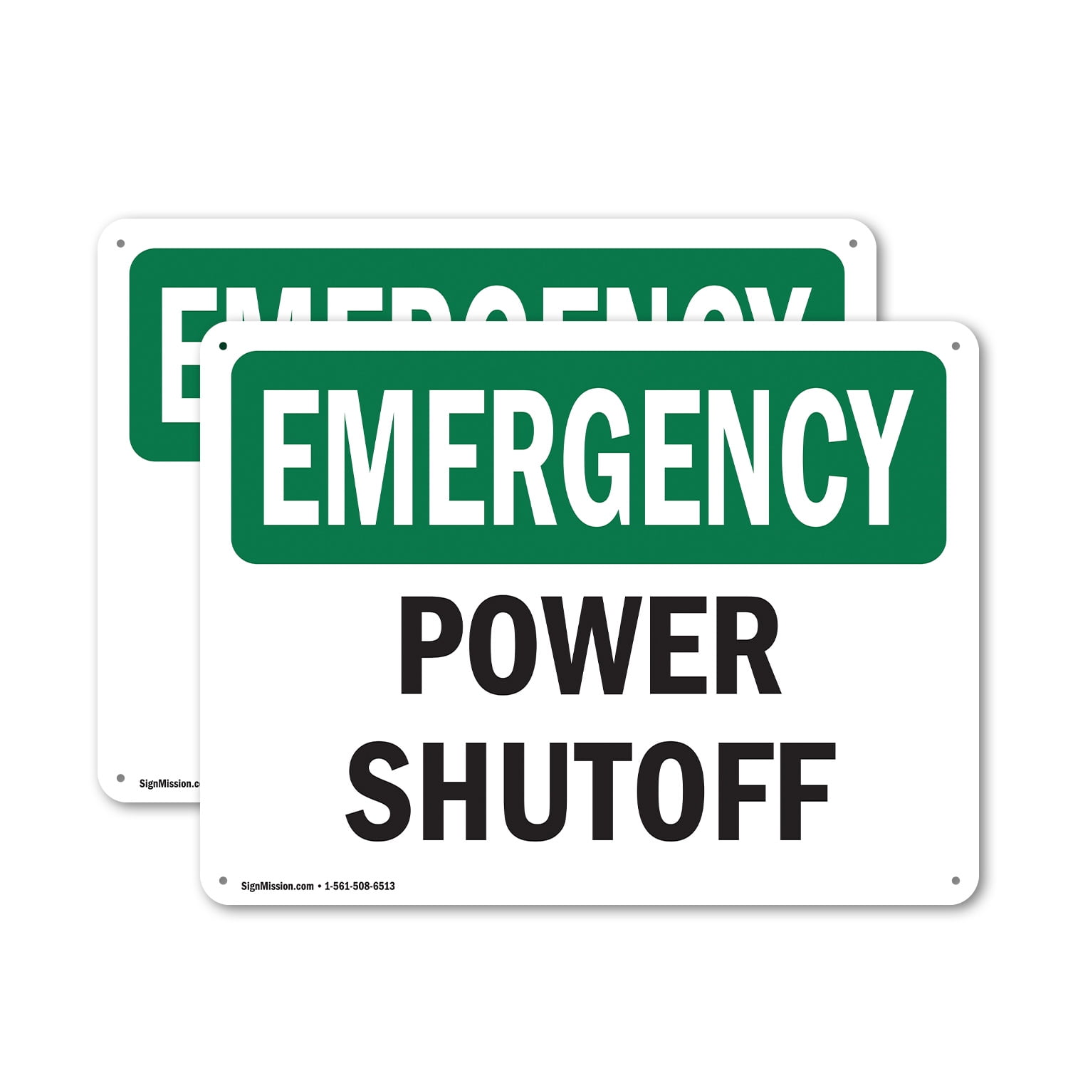 (2 Pack) Power Shutoff OSHA Emergency Sign 10 Inch X 7 Inch Indoor ...