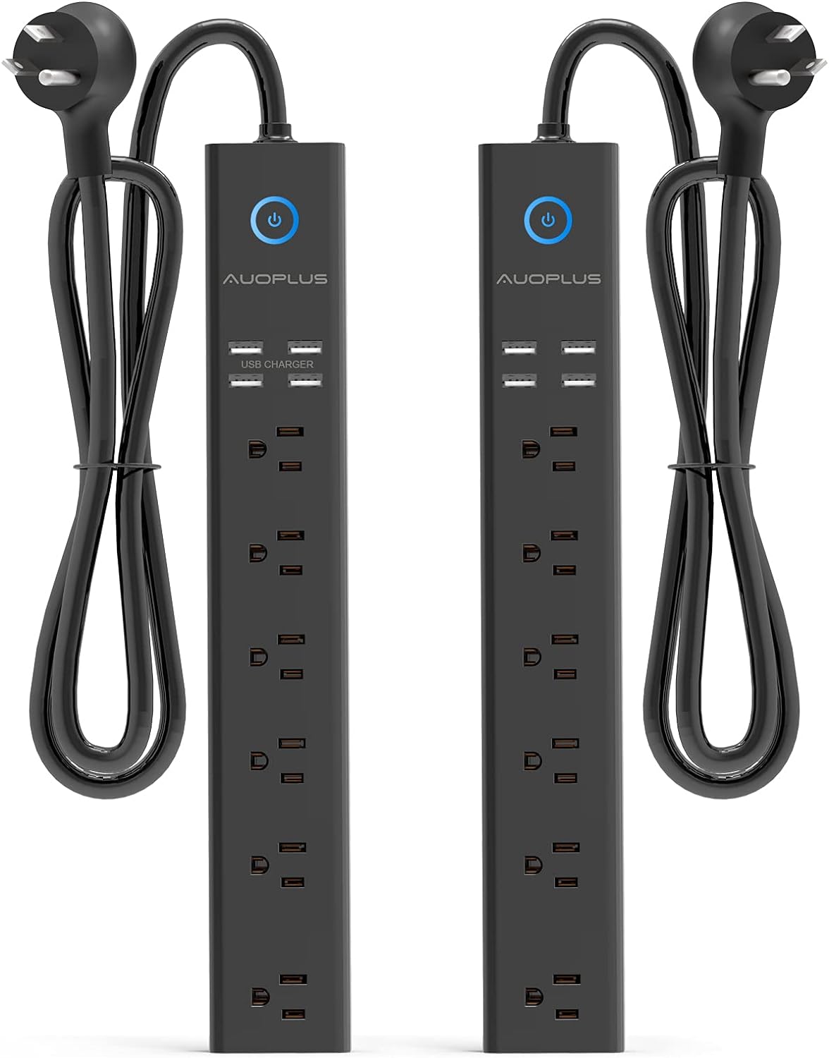 2 Pack Power Strip Surge Protector - 6 Outlets 4 USB Ports 6Ft Long ...