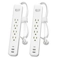 2 Pack Power Strip Surge Protector with USB Ports, White Extension Cord ...