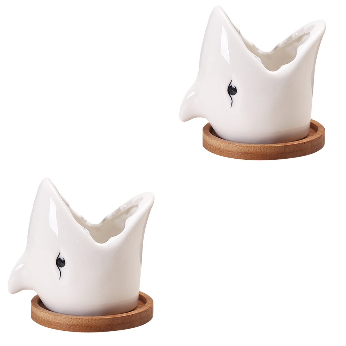 2 Pack Powered Operated Big Mouth Shark Planter Gardening Flowerpot ...