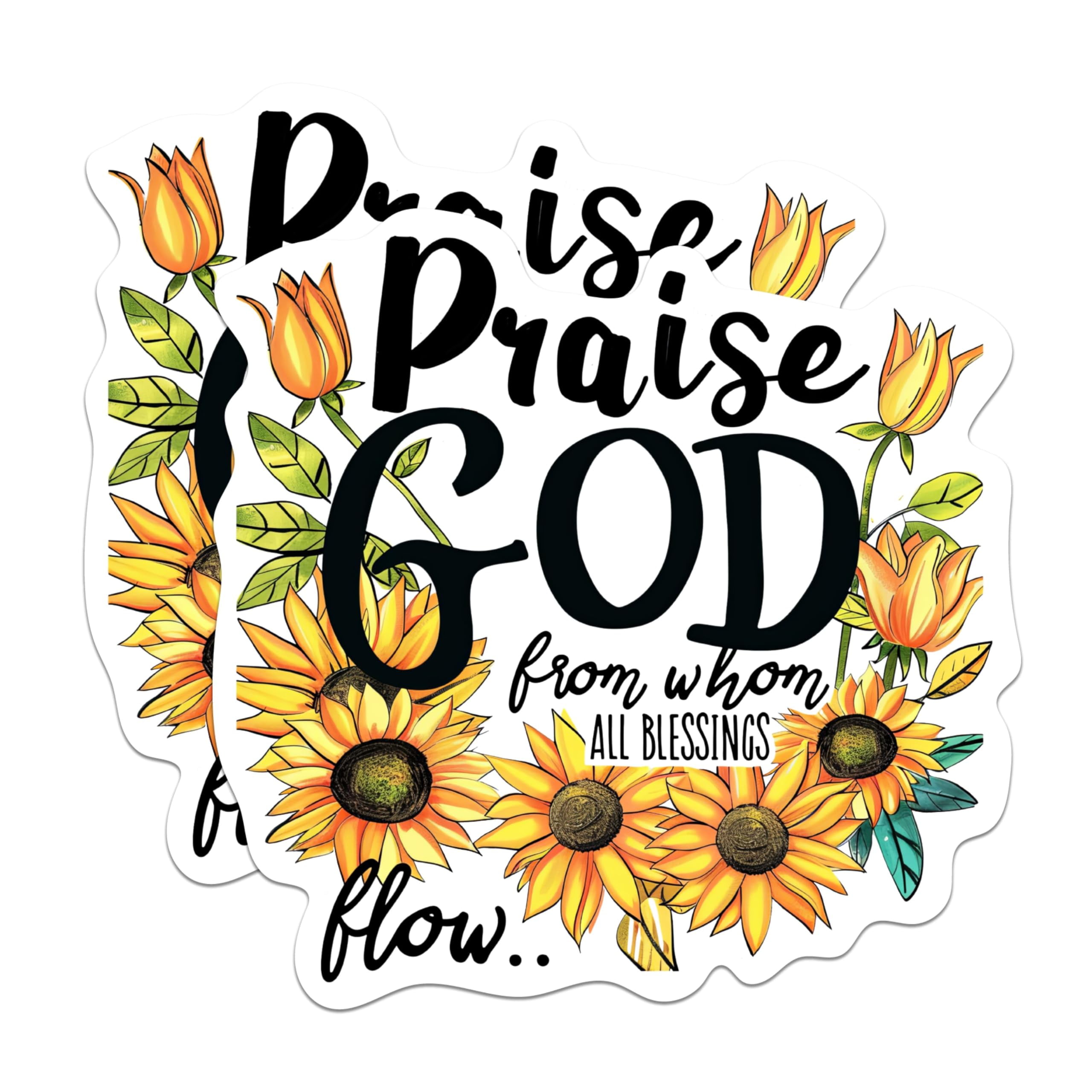 (2 Pack) Praise God from Whom All Blessings Flow Stickers - Christian ...