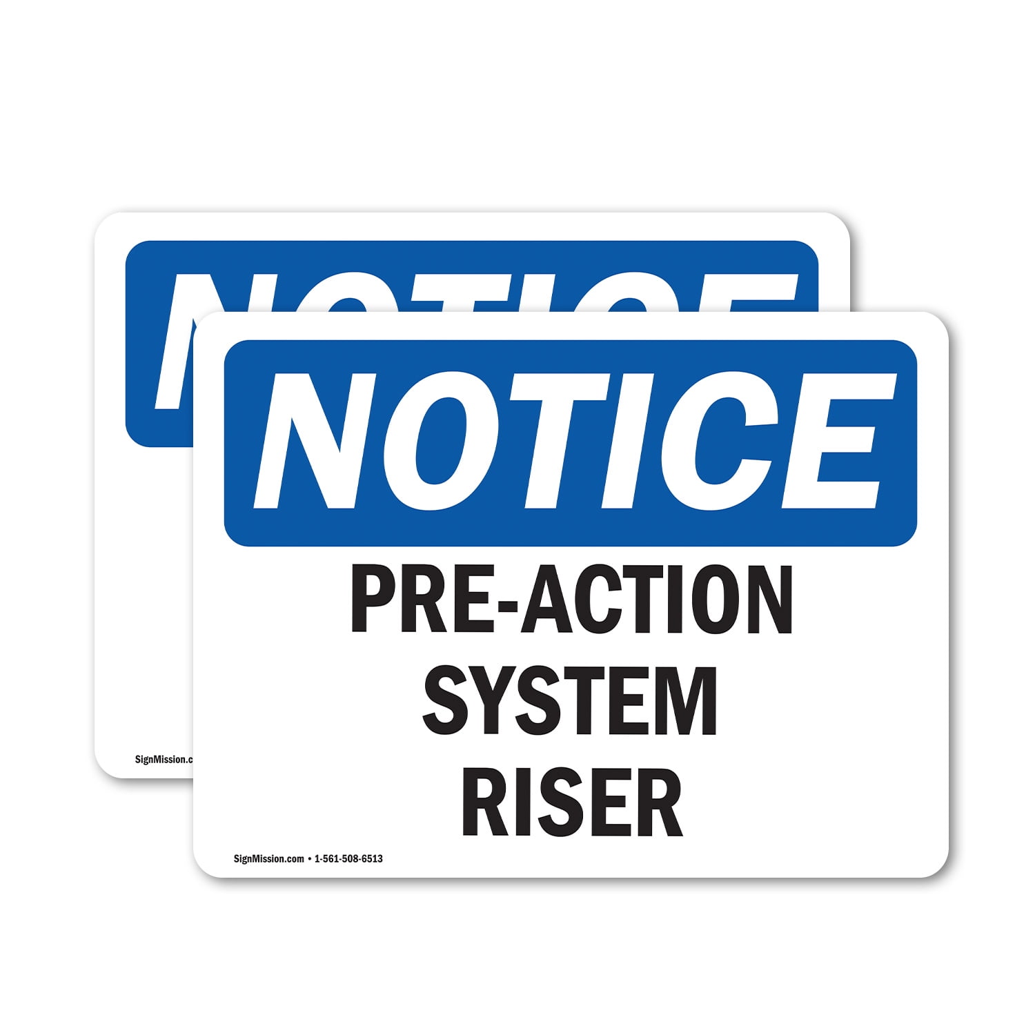 (2 Pack) Pre-Action System Riser OSHA Notice Sign 24 Inch X 18 Inch ...