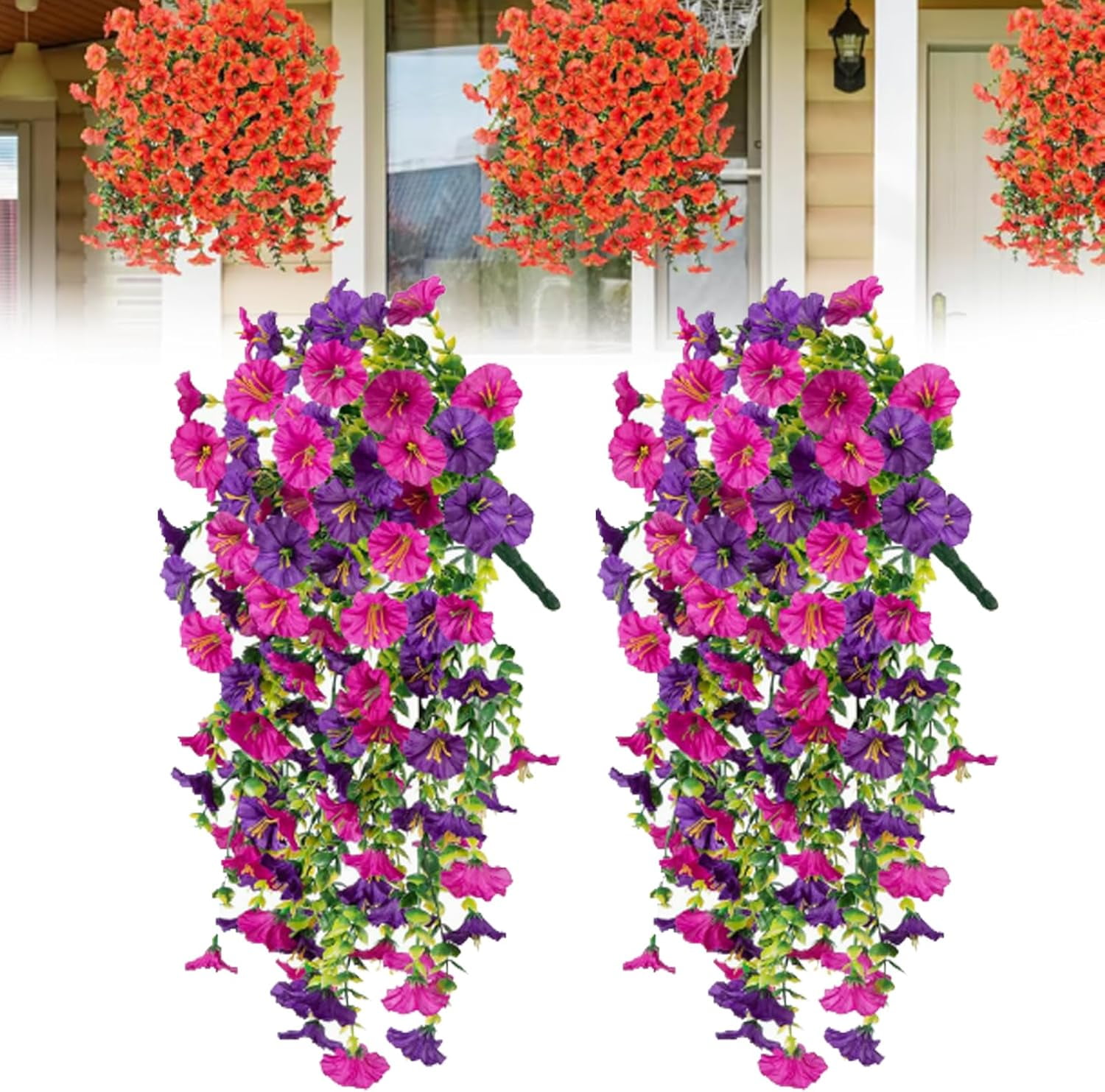 2 Pack Precisetrue Hanging Flowers, 2025 UV Simulation Artificial ...