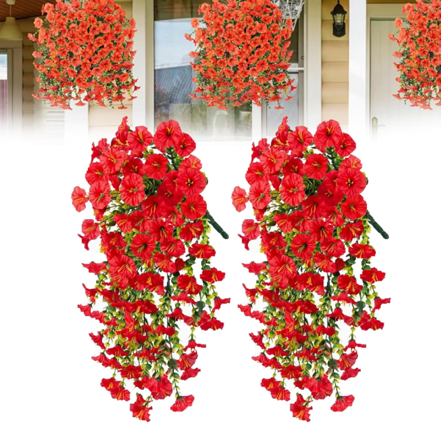 2 Pack Precisetrue Hanging Flowers, 2025 UV Simulation Artificial ...