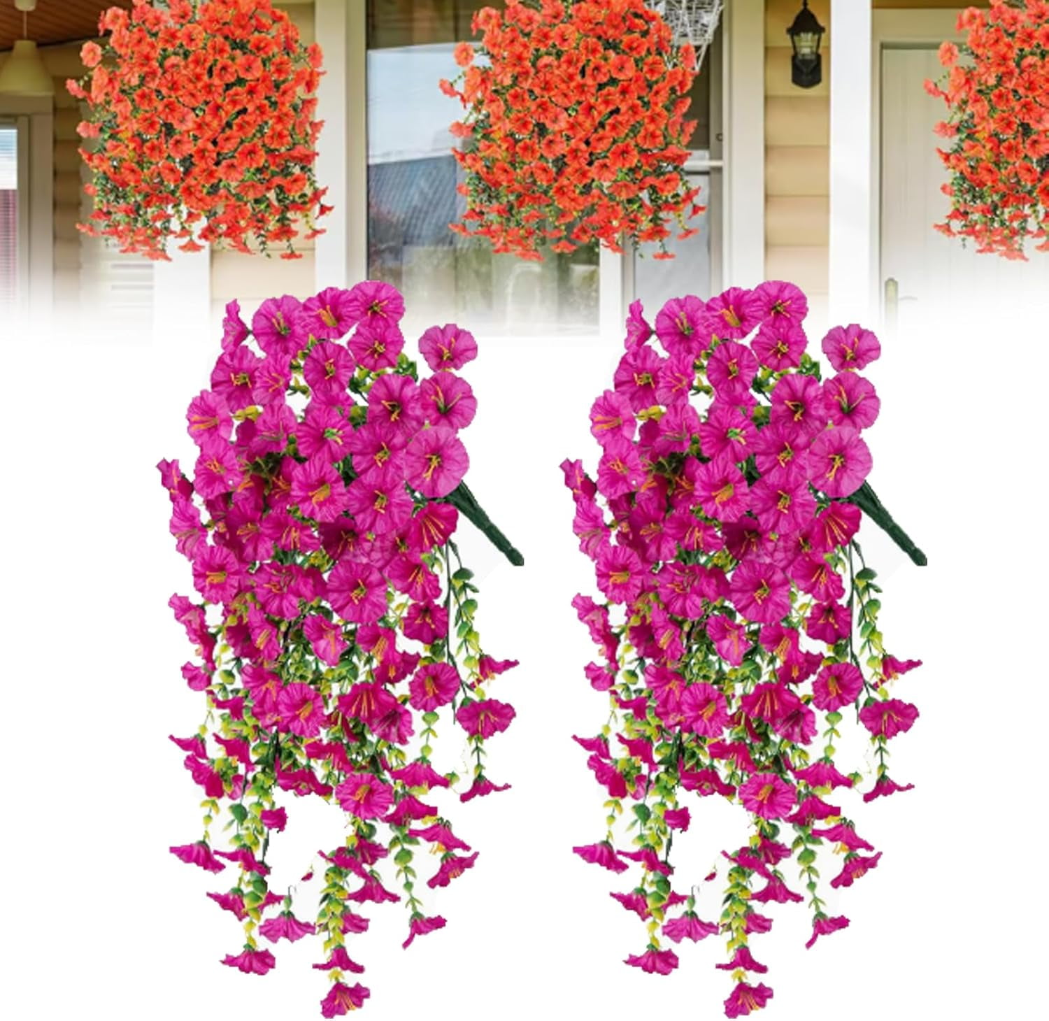 2 Pack Precisetrue Hanging Flowers, 2025 UV Simulation Artificial ...