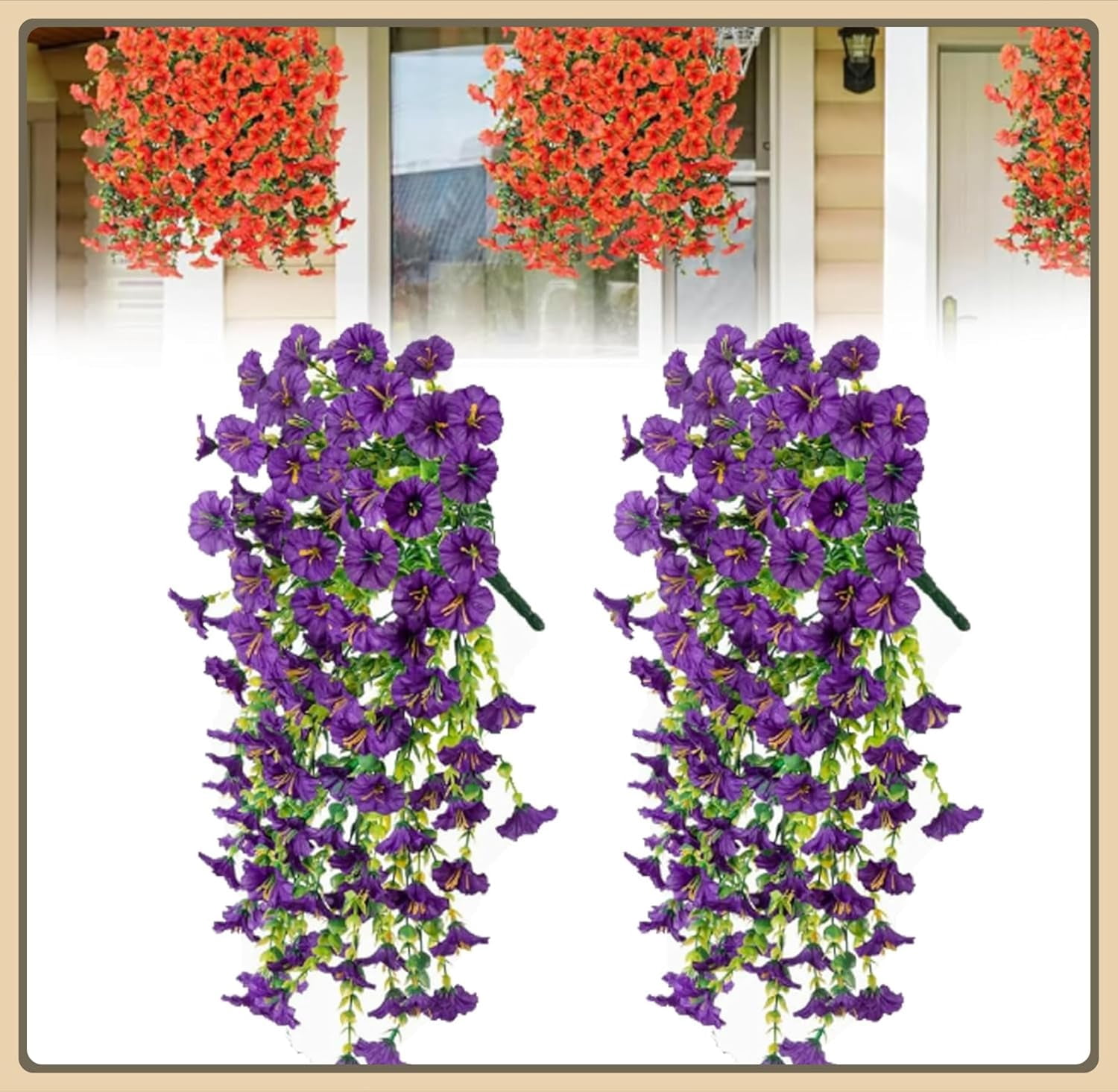 2 Pack Precisetrue Hanging Flowers, Hanging Morning Glory Flowers ...