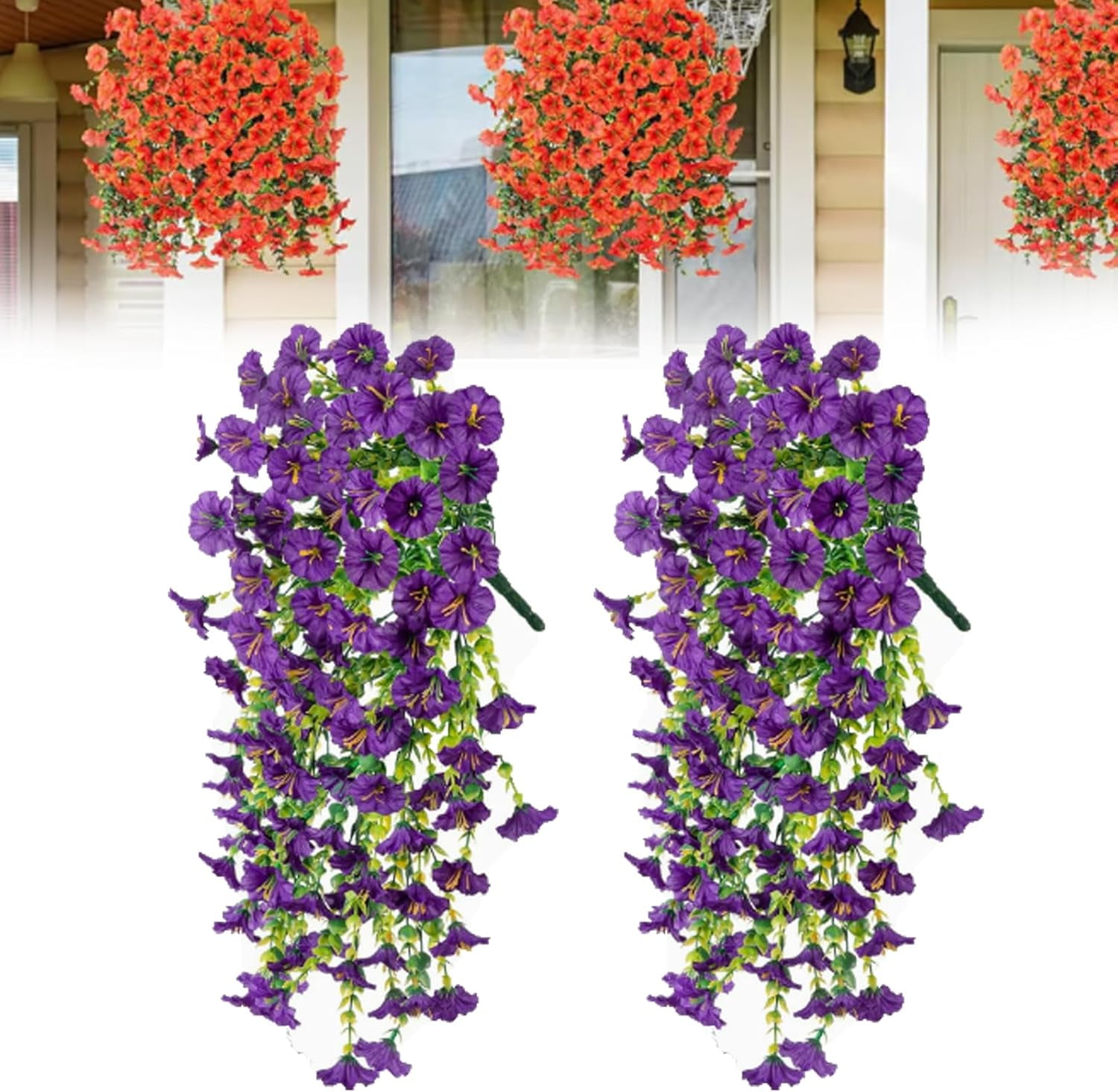 2 Pack Precisetrue Hanging Flowers, Perfect Home Garden Decoration ...