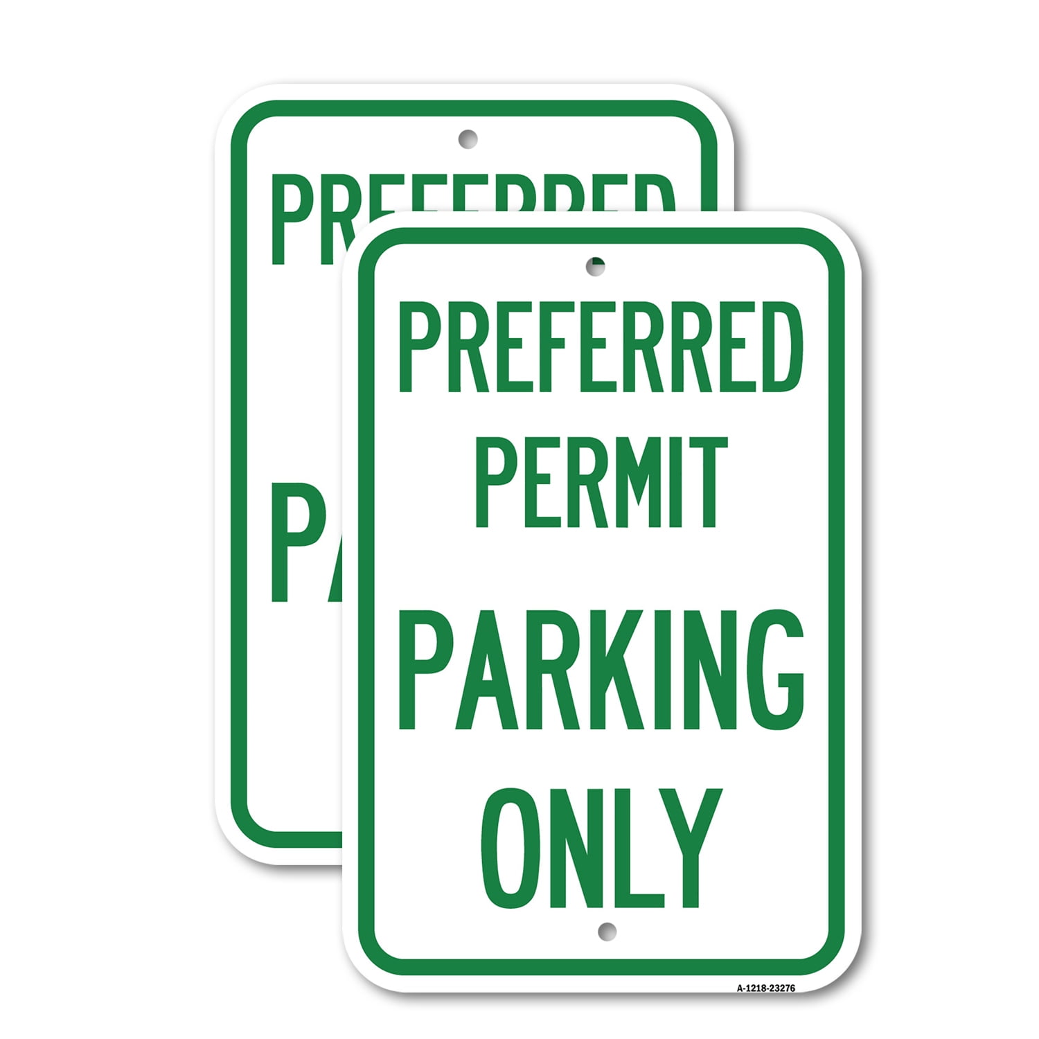 (2 Pack) Preferred Permit Parking Only | 12" X 18" Heavy-Gauge Aluminum ...