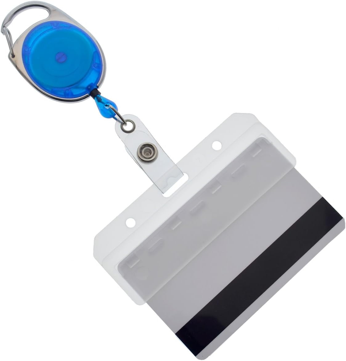 2 Pack - Premium Carabiner Badge Reels with Half Card Badge Holders ...