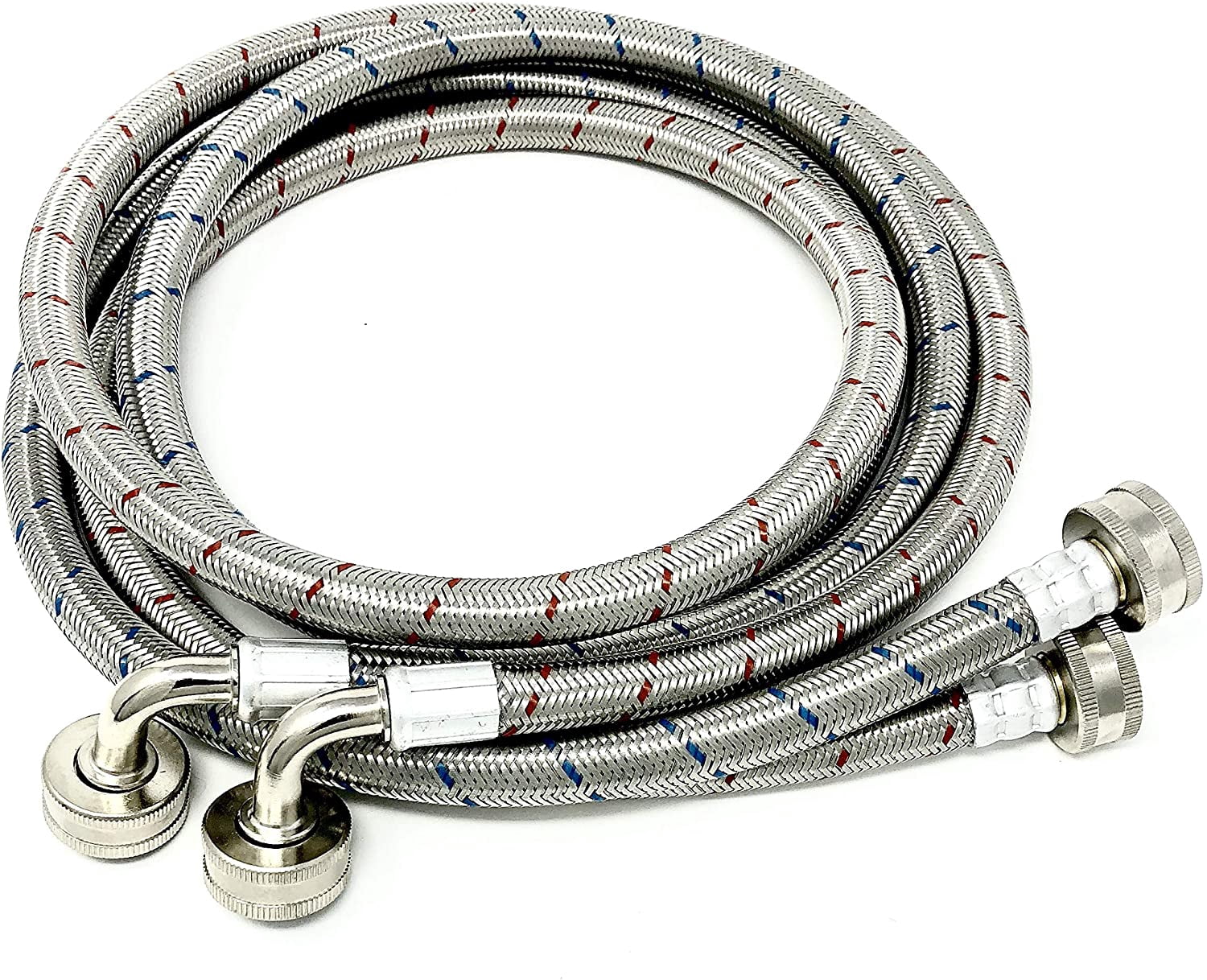 2-Pack Premium Stainless Steel Washing Machine Hoses - 6 FT No-Lead ...
