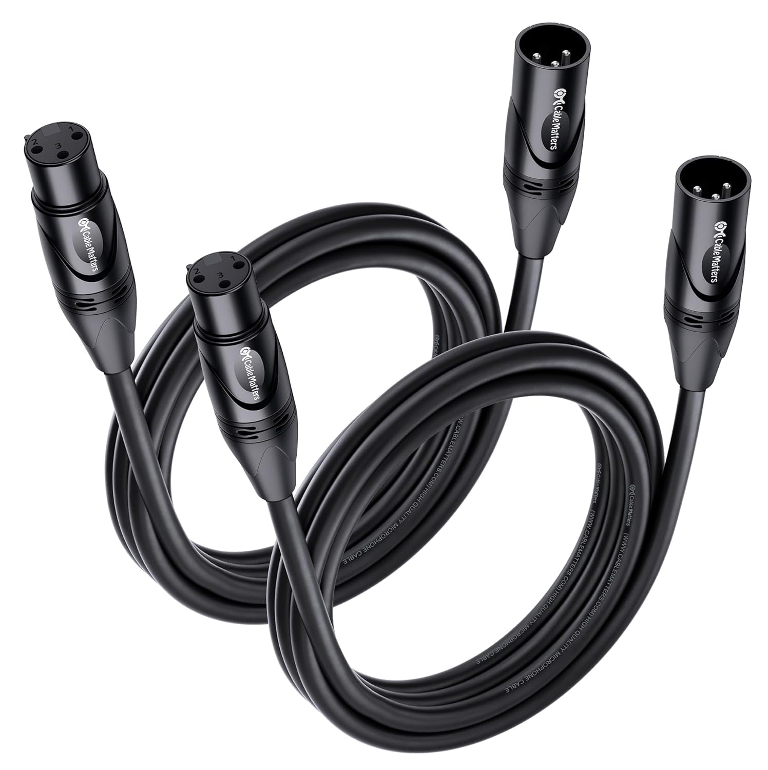 2-Pack Premium XLR to XLR Cables - 6ft, Male to Female Microphone Cable ...