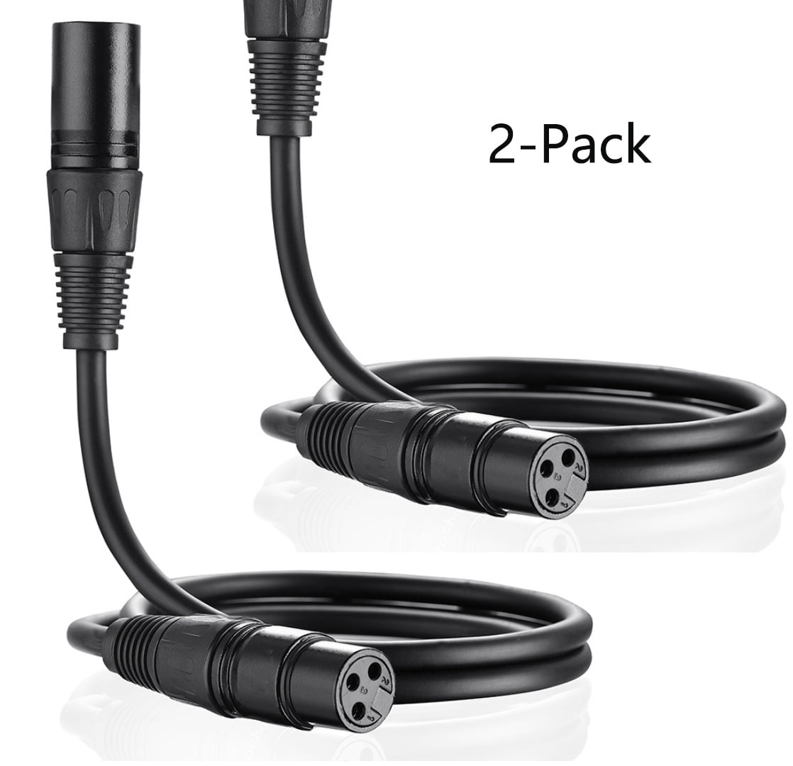 2-Pack Premium XLR to XLR Microphone Cable 6 Feet, Oxygen-Free Copper ...