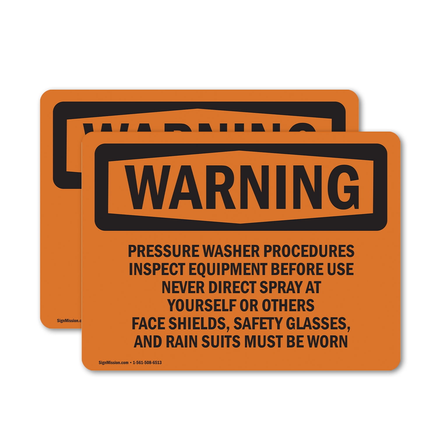 (2 Pack) Pressure Washer Procedures Inspect Equipment OSHA Warning Sign ...