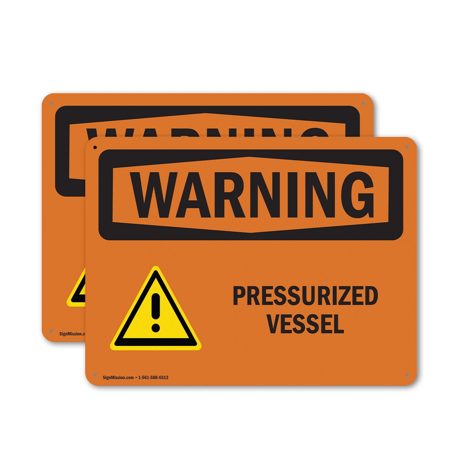(2 Pack) Pressurized Vessel With Symbol OSHA Warning Sign 18 Inch X 12 ...