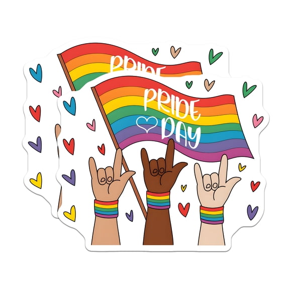 (2 Pack) Pride Day Magnets - LGBTQ+ Rainbow Flag - Inclusive Ally Art ...