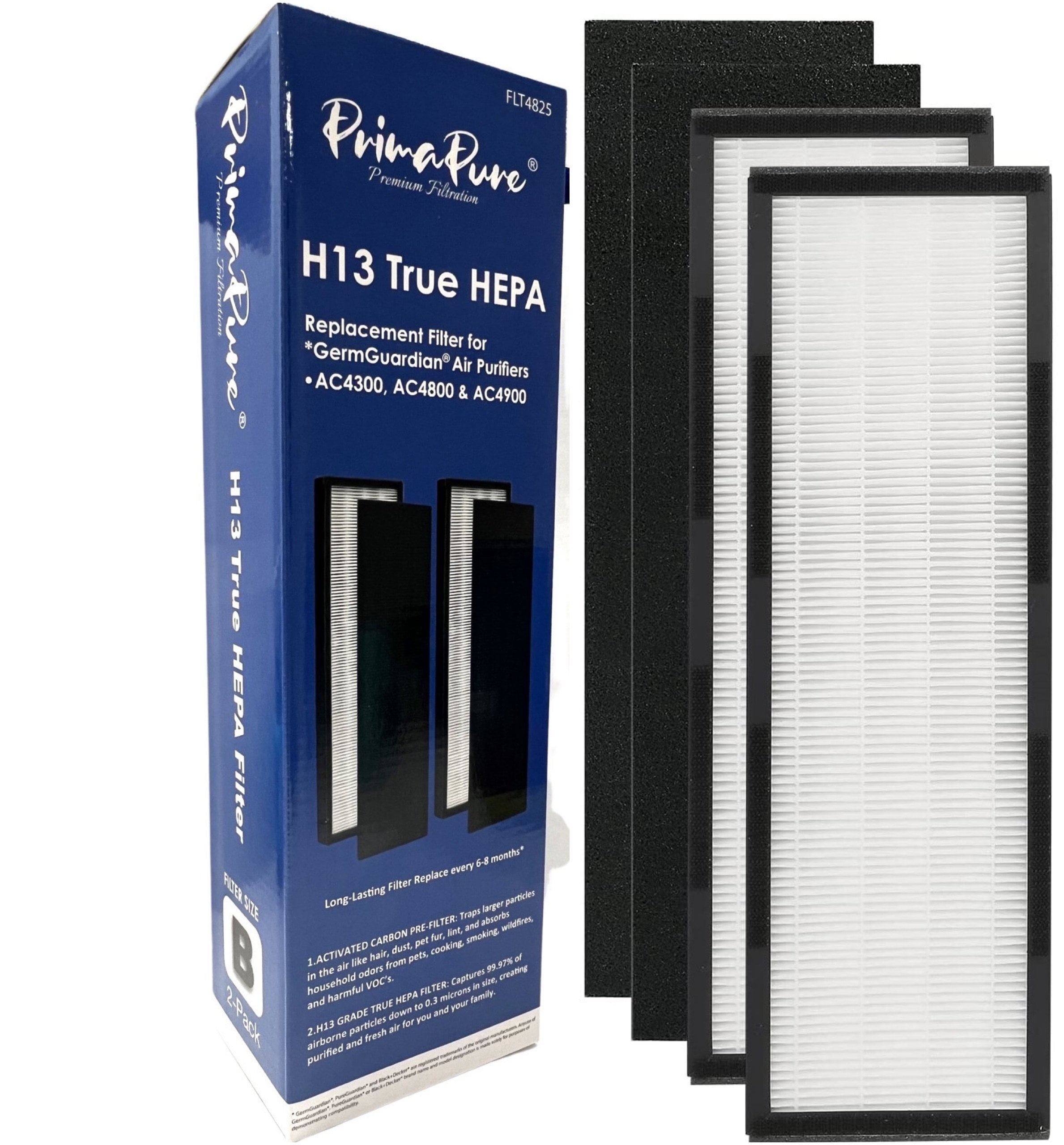 PrimaPure H13 True HEPA Filter Replacement, 2-Pack for AC4825, AC4850PT, FLT4825 Air Purifiers ...