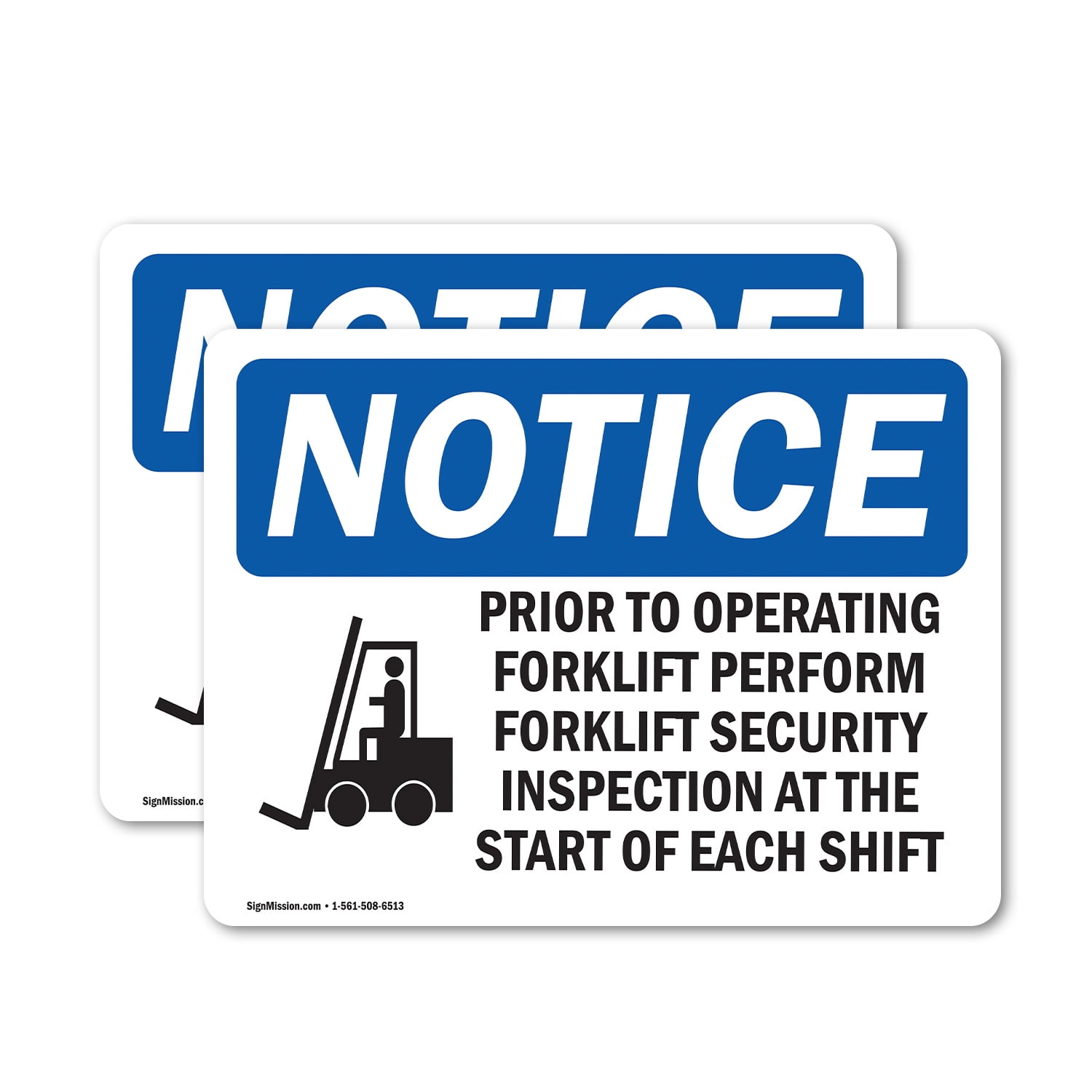 (2 Pack) Prior To Operating Forklift Safety OSHA Notice Sign 14 Inch X ...