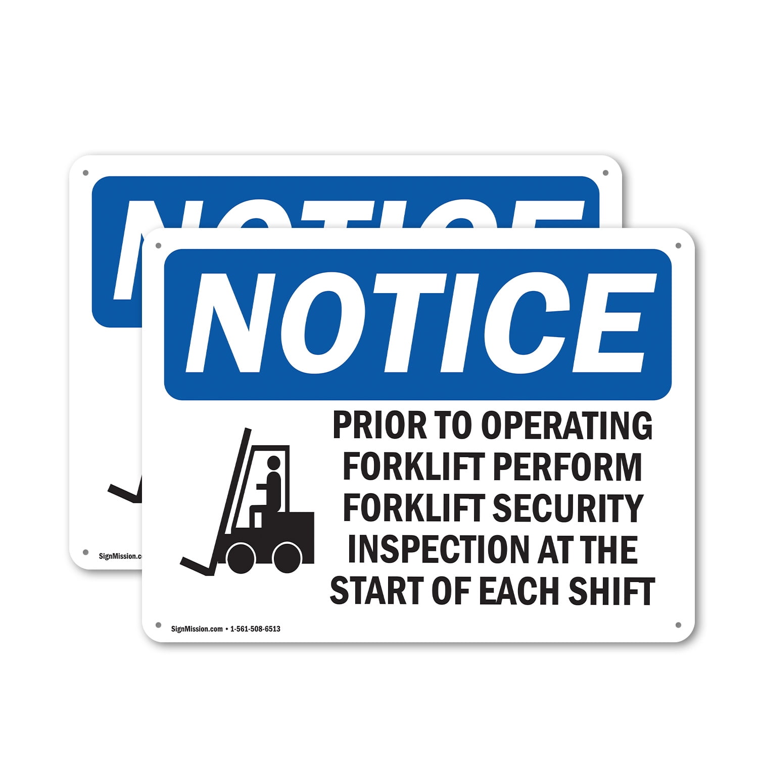 (2 Pack) Prior To Operating Forklift Safety OSHA Notice Sign 24 Inch X ...