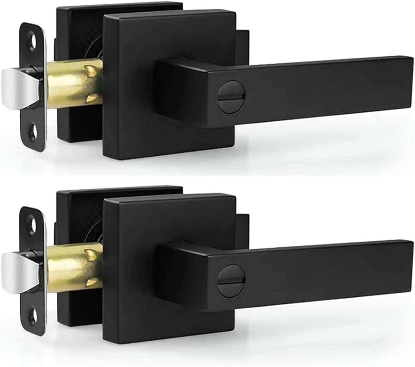 2 Pack Privacy Door Levers Door Handle Matte Black Interior Door Knobs Keyless Door Locks for ...