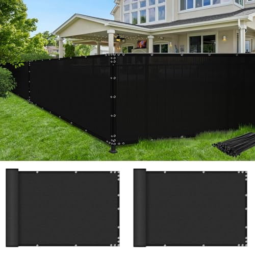 2 Pack Privacy Fence Screen 6x50 FT Black Balcony Screen Fence Cover ...