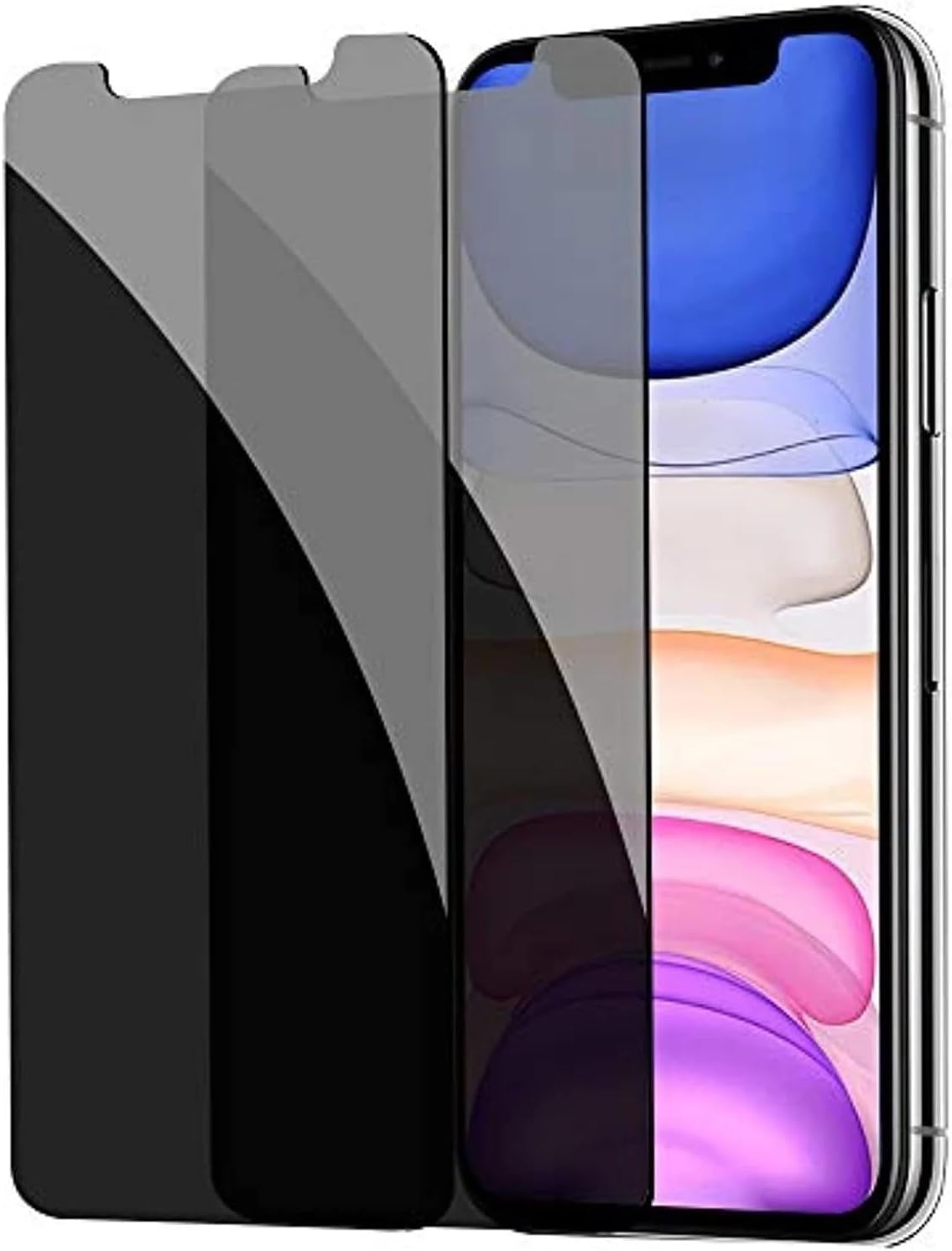 2 Pack Privacy Screen Protector for iPhone 11/XR, Tempered Glass Anti ...